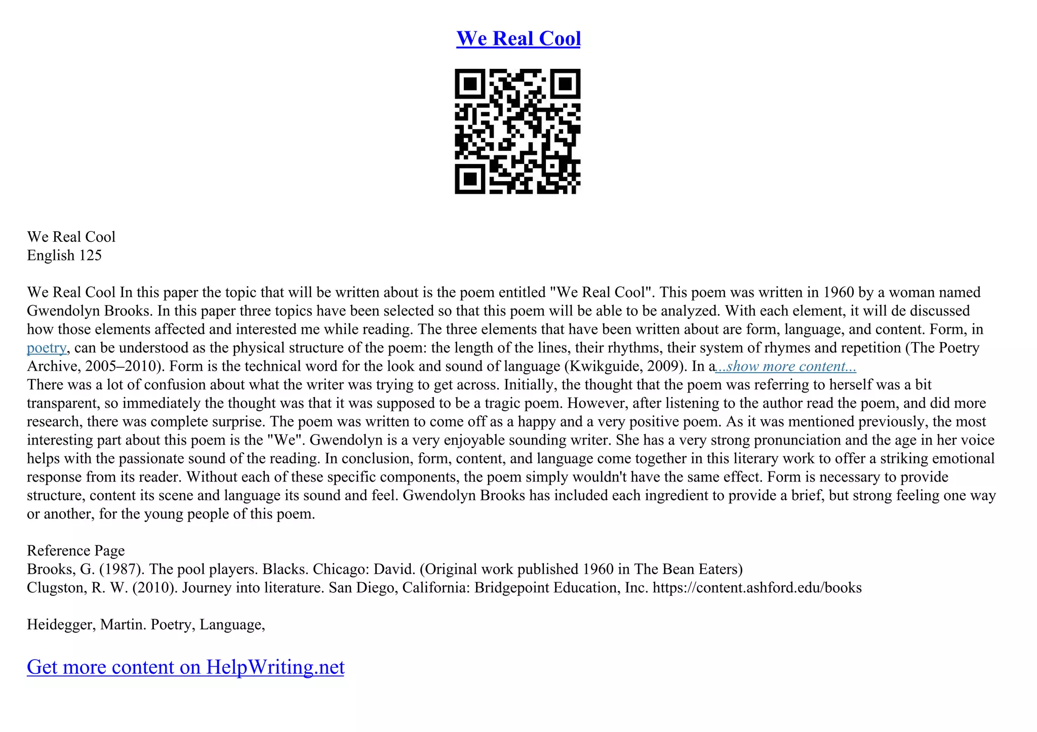 We Real Cool | PPT