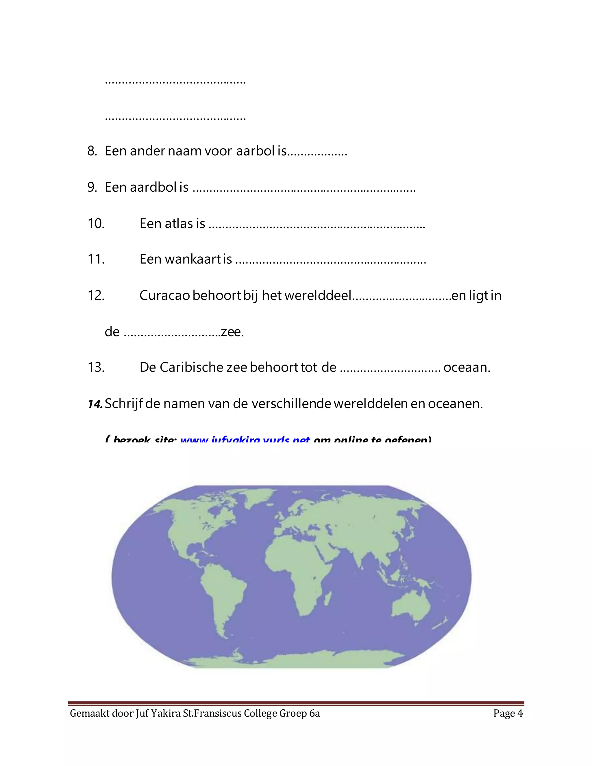 Werelddelen en-oceanen nieuwe versie | DOCX