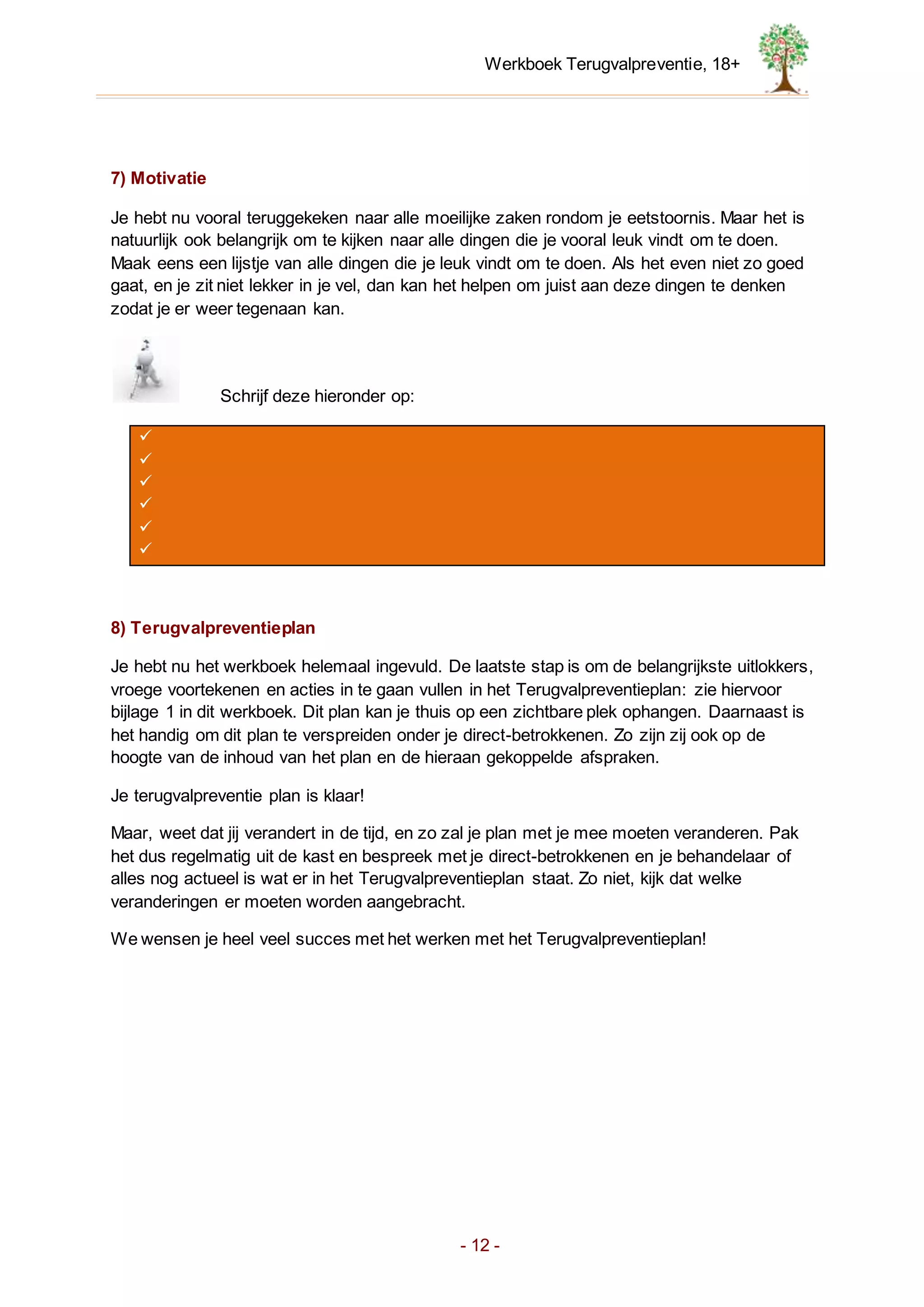 Werkboek terugvalpreventie 18+ | DOCX