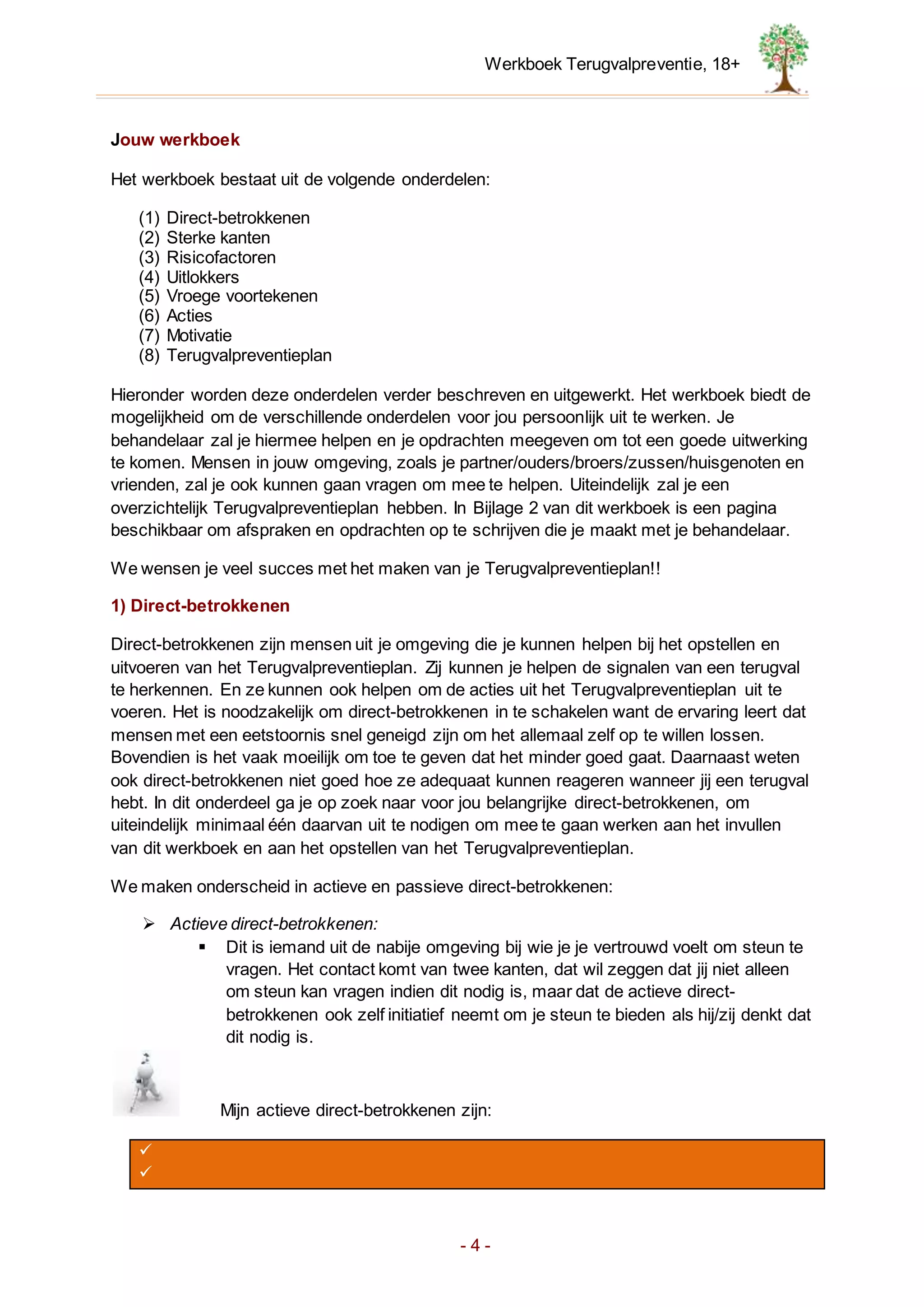 Werkboek terugvalpreventie 18+ | DOCX