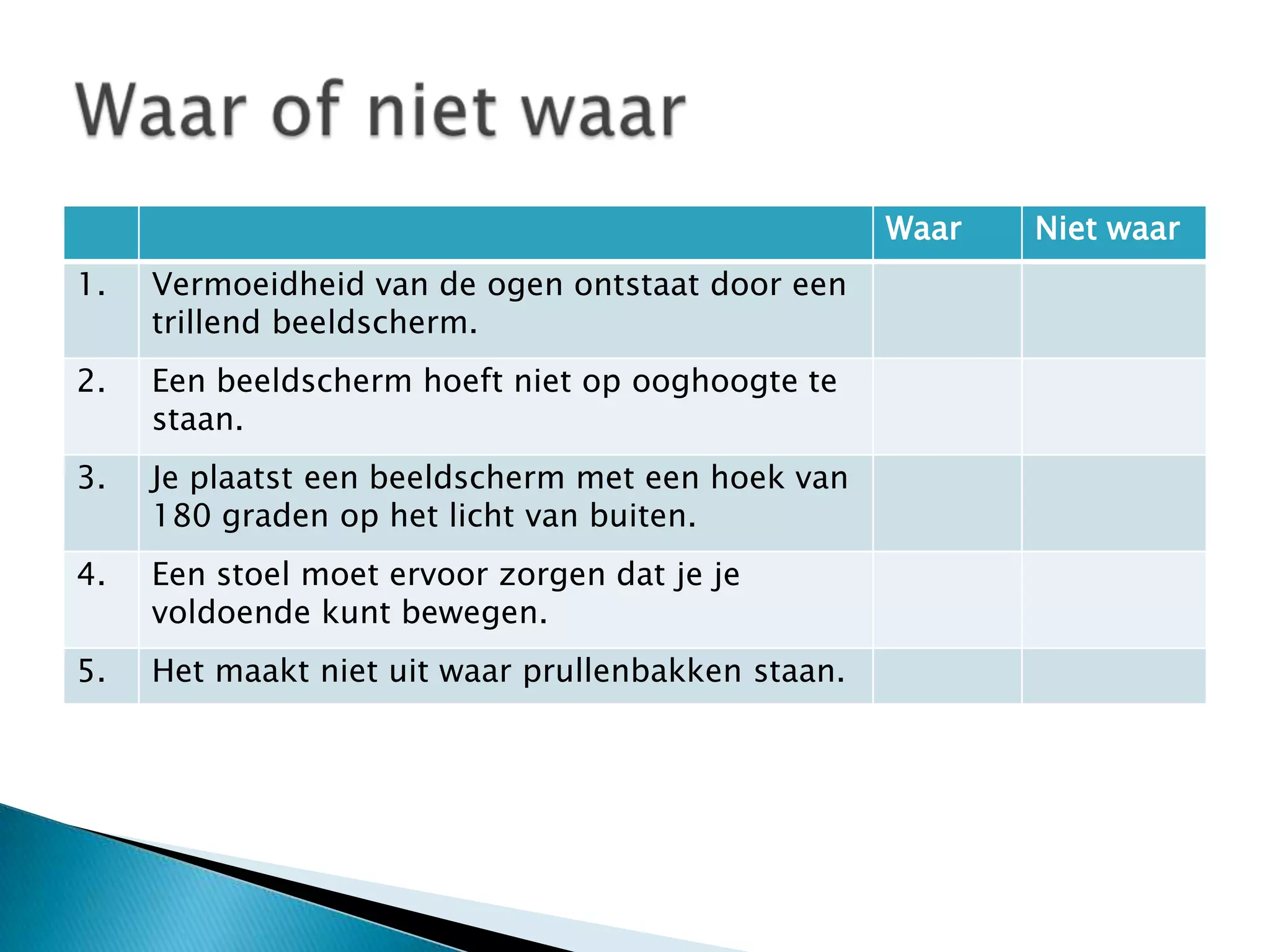 Werken achter een beeldscherm | PPTX