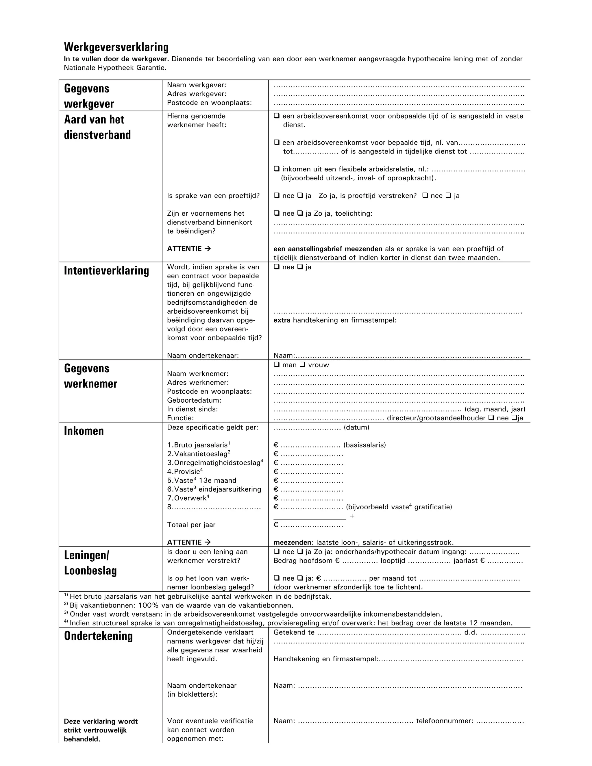 Werkgeversverklaring Nieuw 10 02 2009 | PDF
