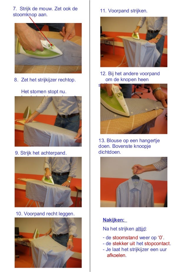 Werkkaart blouse strijken