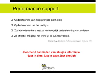 Werkplekleren en performance support infolearn | PPT
