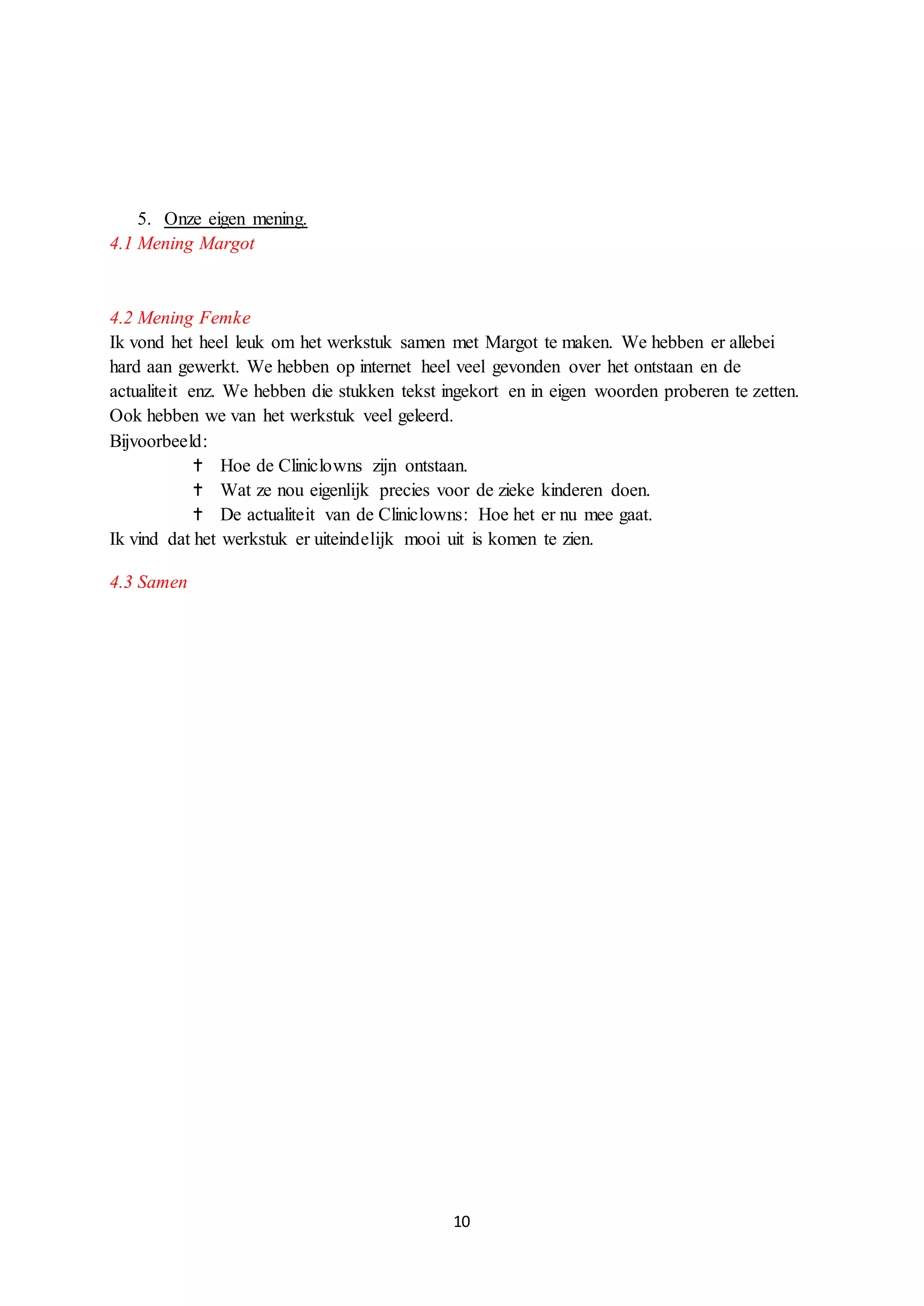 Werkstuk clini clowns goede | DOCX
