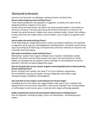 Werkveld oriëntatie stichting timon | PDF