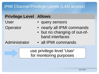 OSMC 2011 | Hardware Monitoring with the new IPMI Plugin v2 by Werner ...
