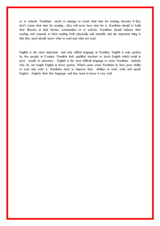 Fillipus Lineekela essay on the English language in Namibia. | PDF