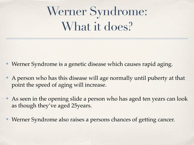 Werner syndrome | KEY