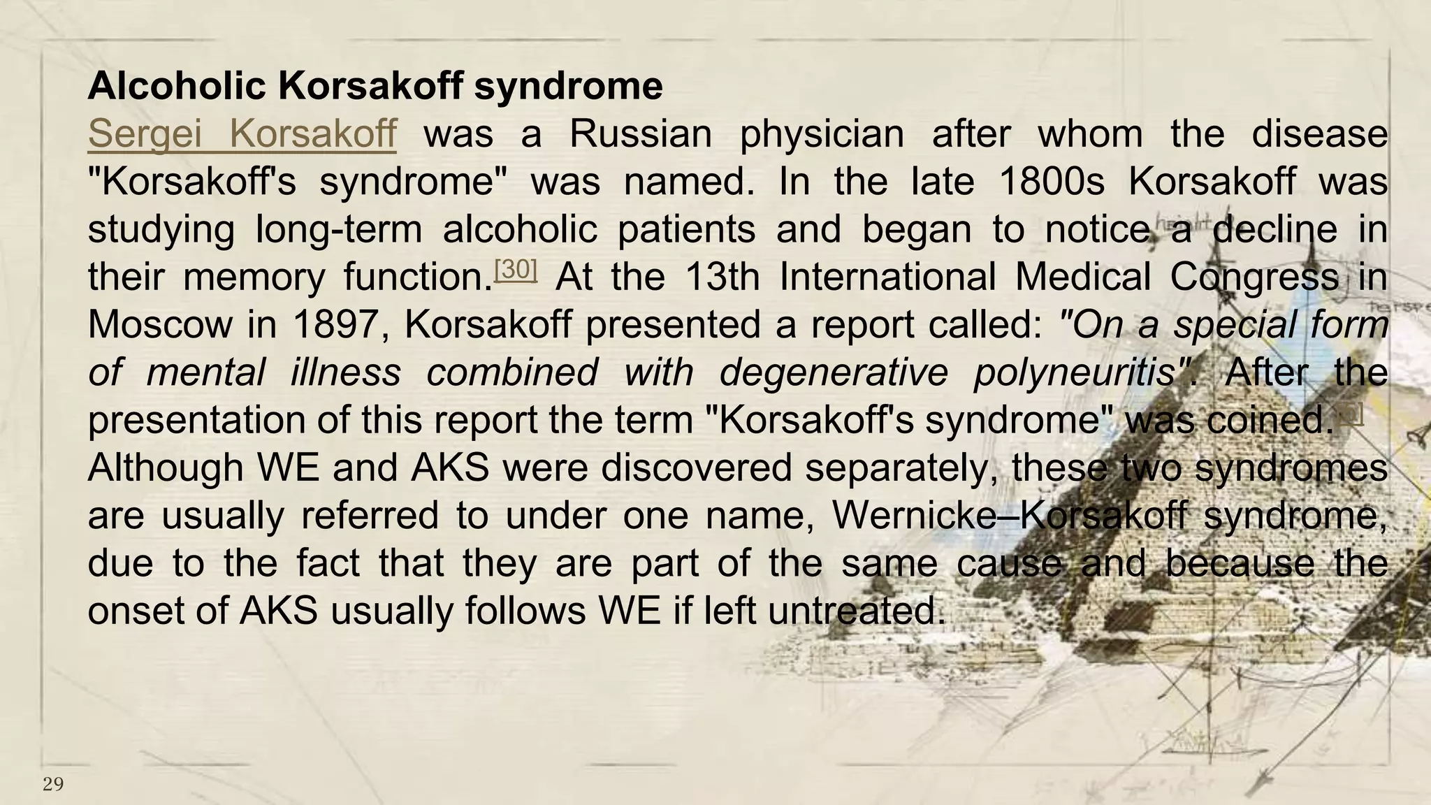 Wernicke korsakoff syndrome ppt | PPTX