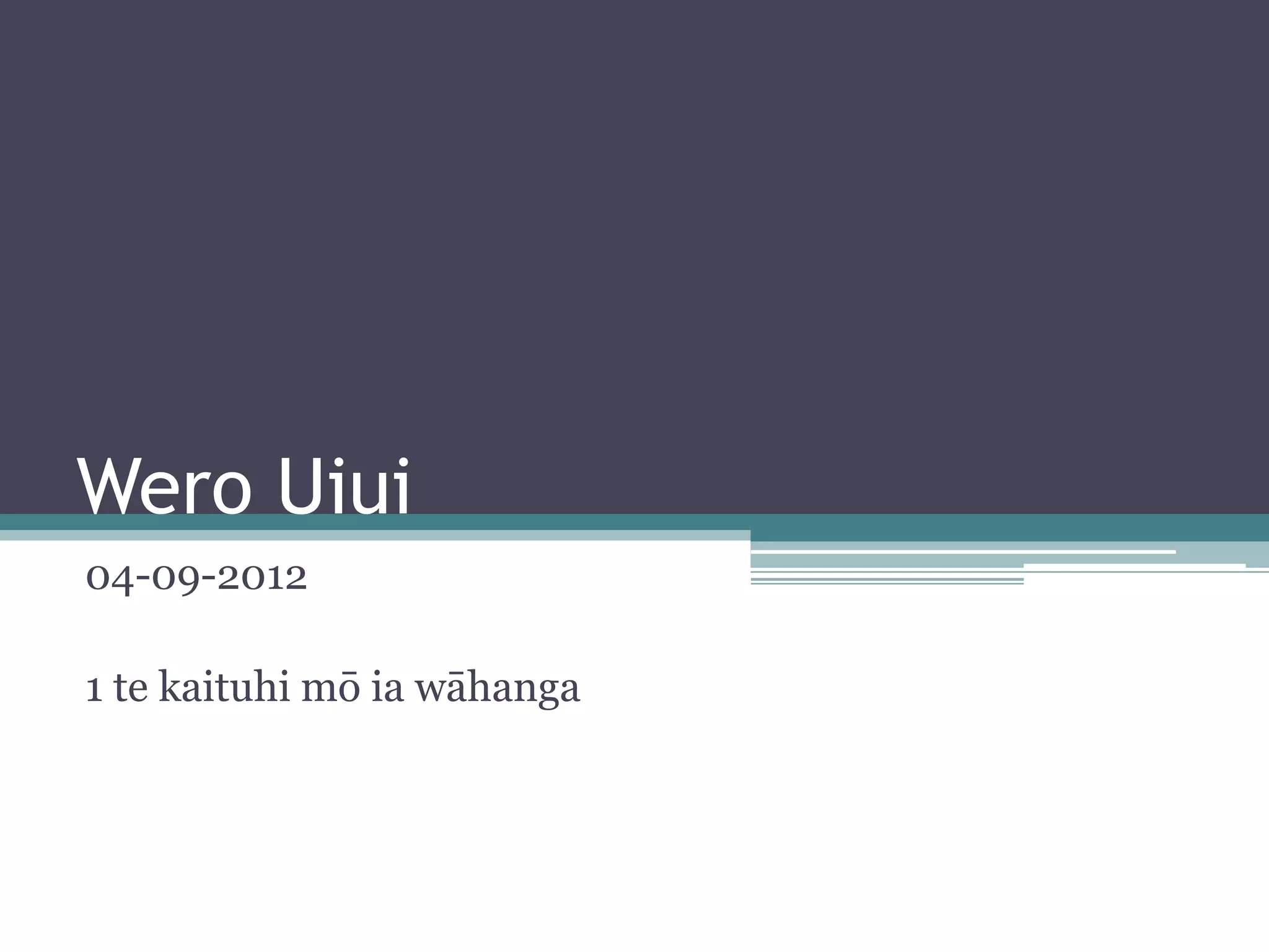Wero uiui - Quiz night format with Year 5-6 Rūmaki Māori students ...