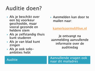 Wervingspresentatie kamerkoor Fibonacci | PPTX