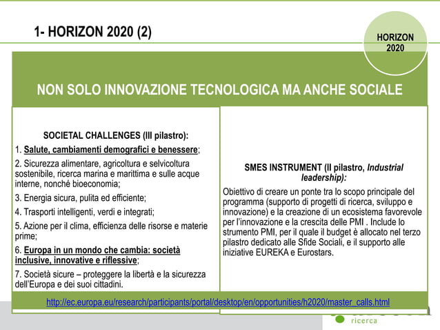 Strategia EUROPA 2020 e opportunità di finanziamento per l'economia ...