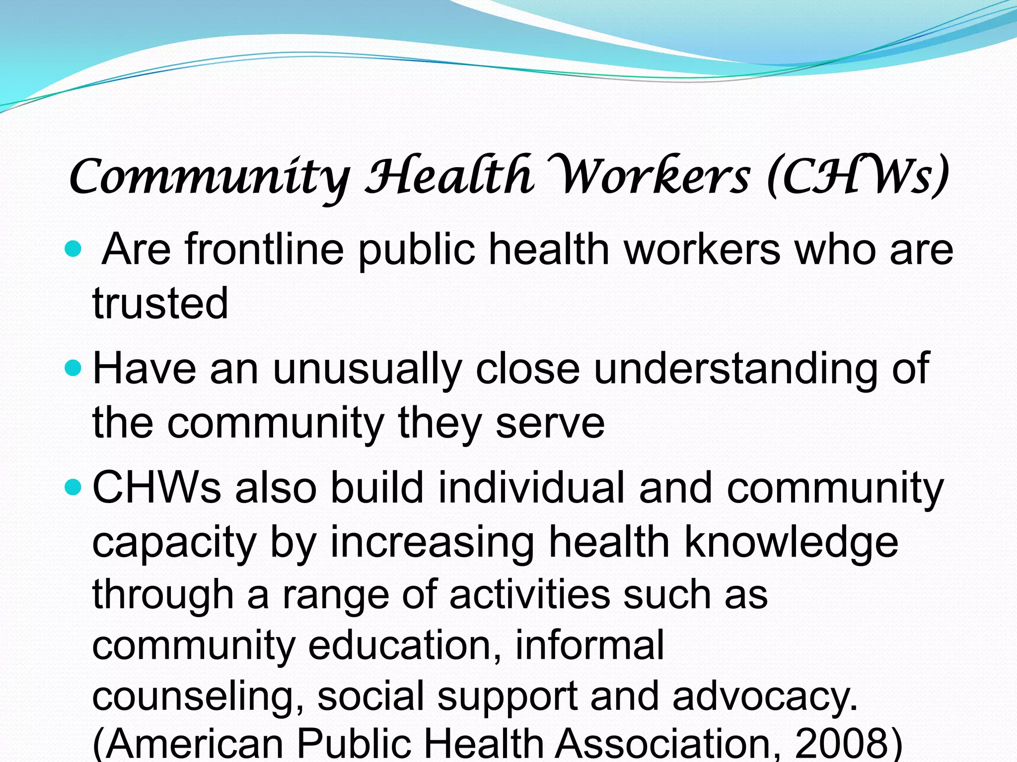 THE role of community mental health workers\ | PPT