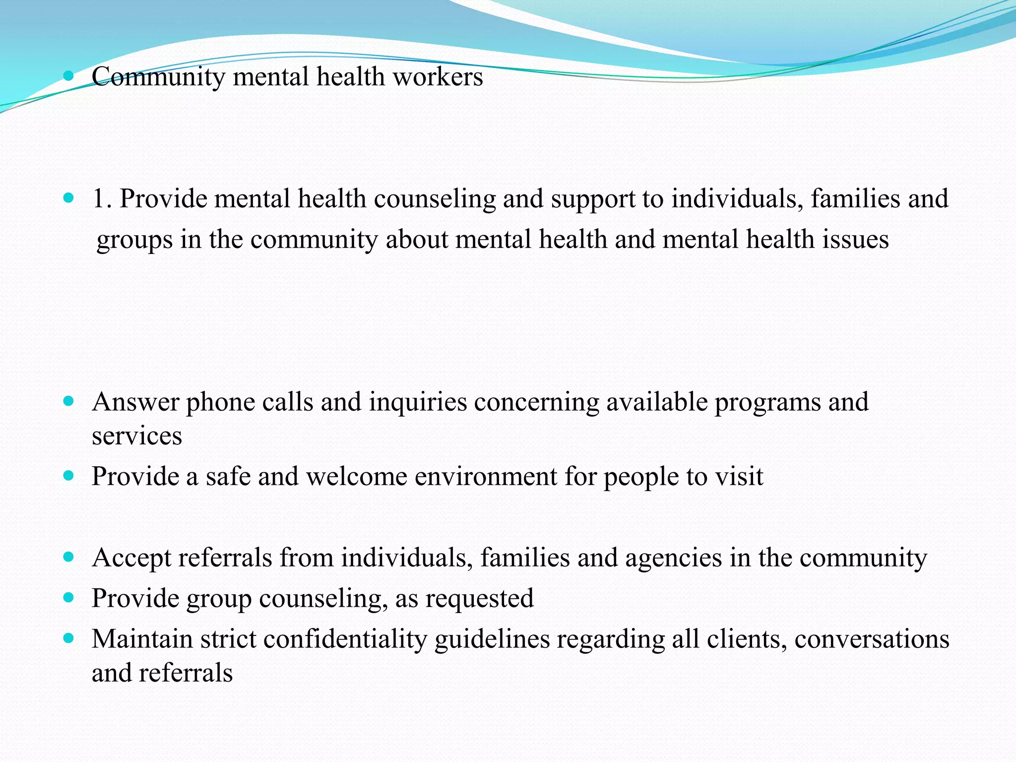THE role of community mental health workers\ | PPT