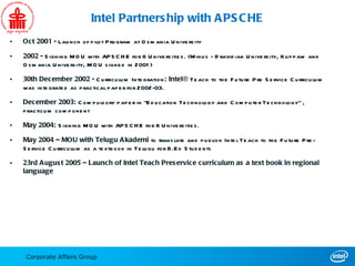 World Education Awards APSCHE _ Intel Collaboration | PPT