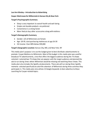 Lee Ann Wesley - Casper Media Plan | PDF