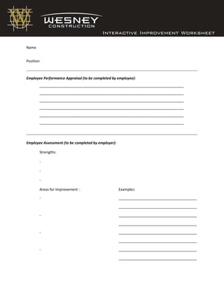 Interactive Improvement Worksheet | PDF
