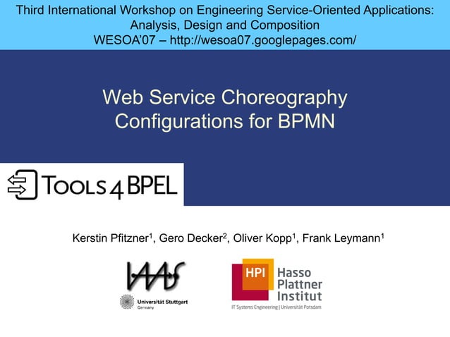 Web Service Choreography Configurations for BPMN | PPT