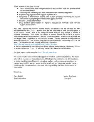 School of Choice Letter- WES | PDF