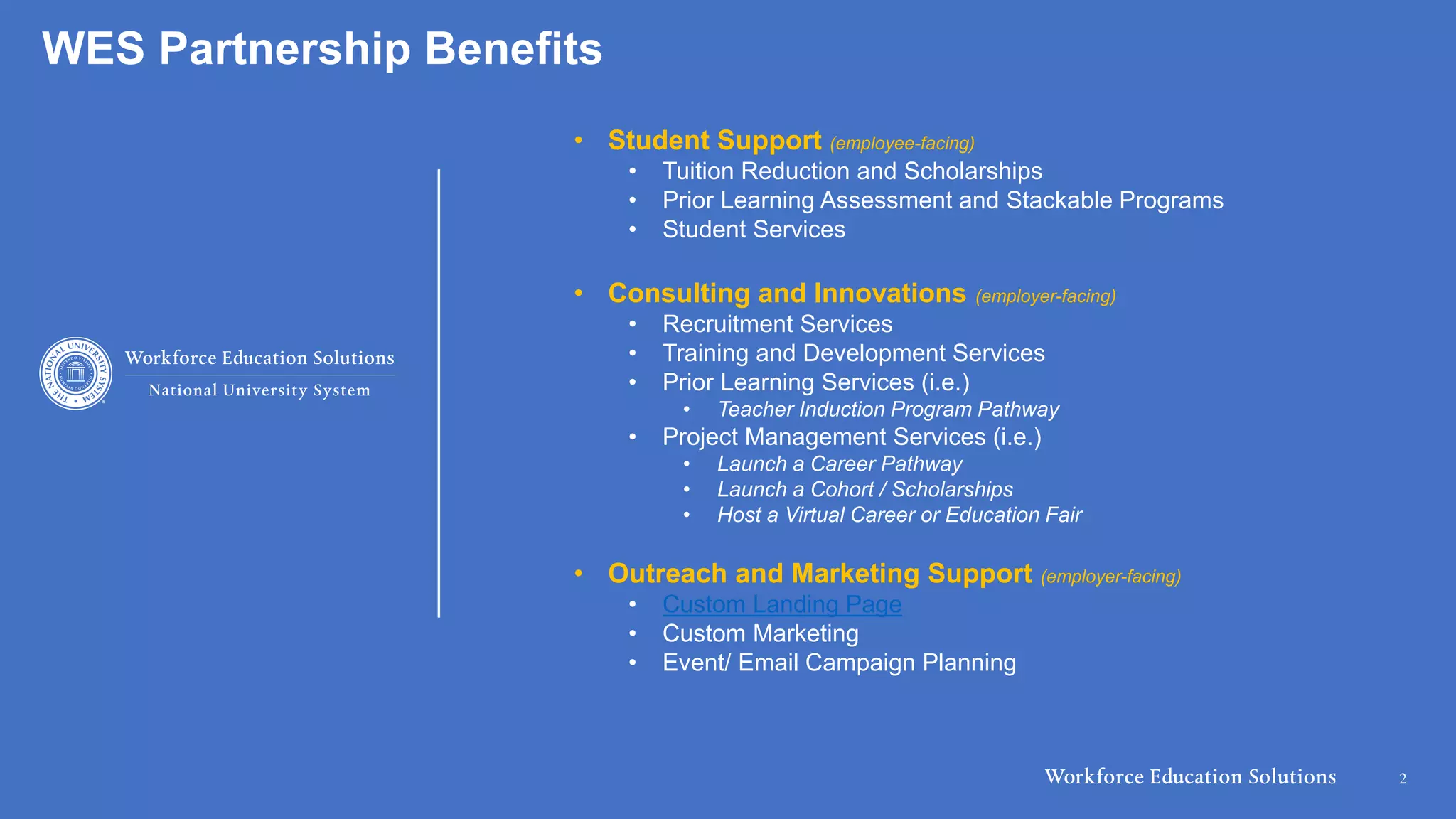 National University - Workforce Education Solutions (WES) | PPT