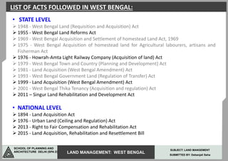 DEBANJALI SAHA- WEST BENGAL LAND REFORMS | PPTX | Agriculture | Industries