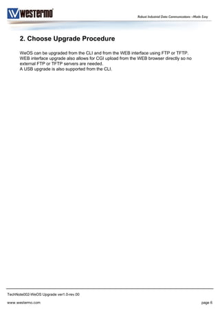 Westermo an weos_upgrade_v1_0 | PDF | Operating Systems | Computer ...