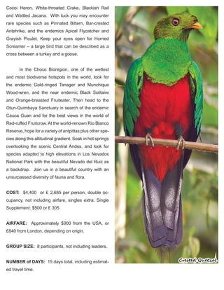 Western and central andean endemics and choco specialties | PDF