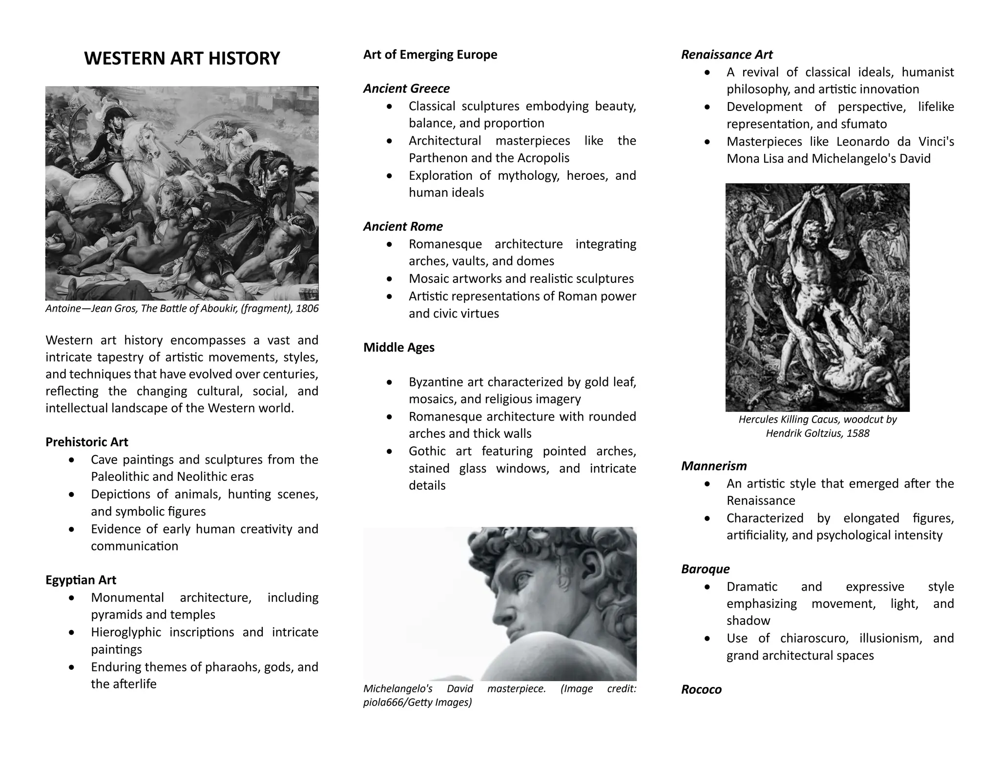 Art Appreciation: Western and Modern Art Handout | PDF