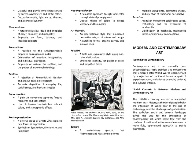 Art Appreciation: Western and Modern Art Handout | PDF