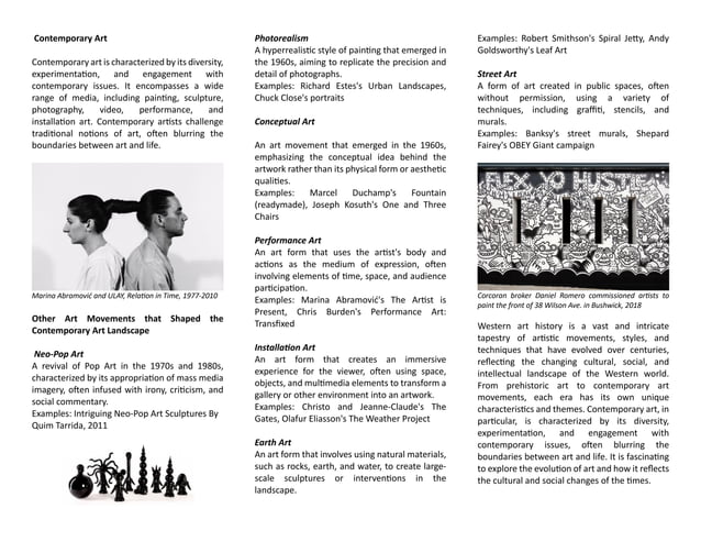 Art Appreciation: Western and Modern Art Handout | PDF