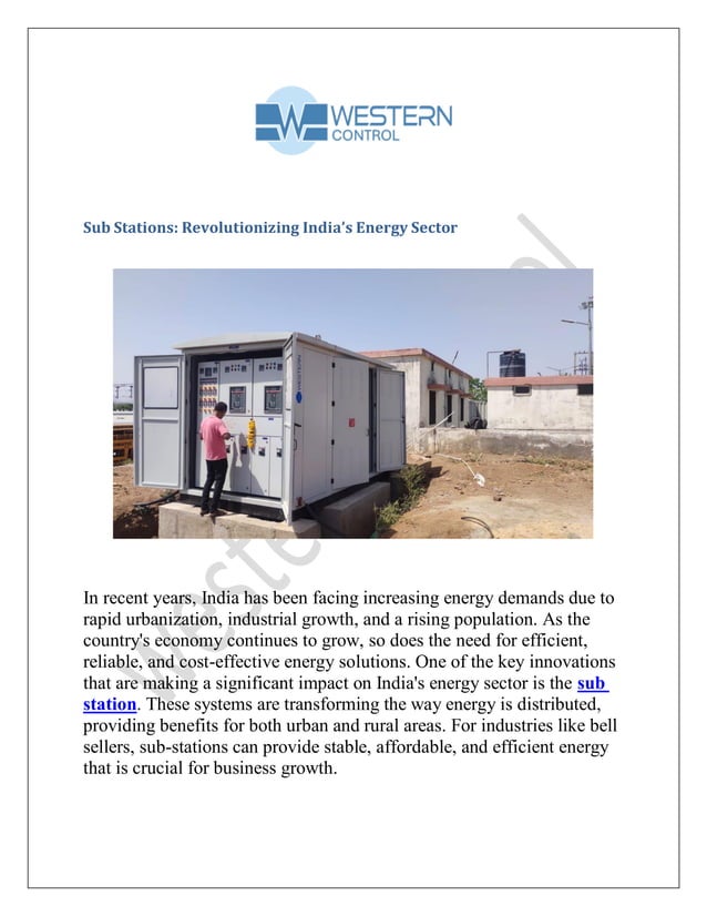 western control - smart substations solutions | PDF
