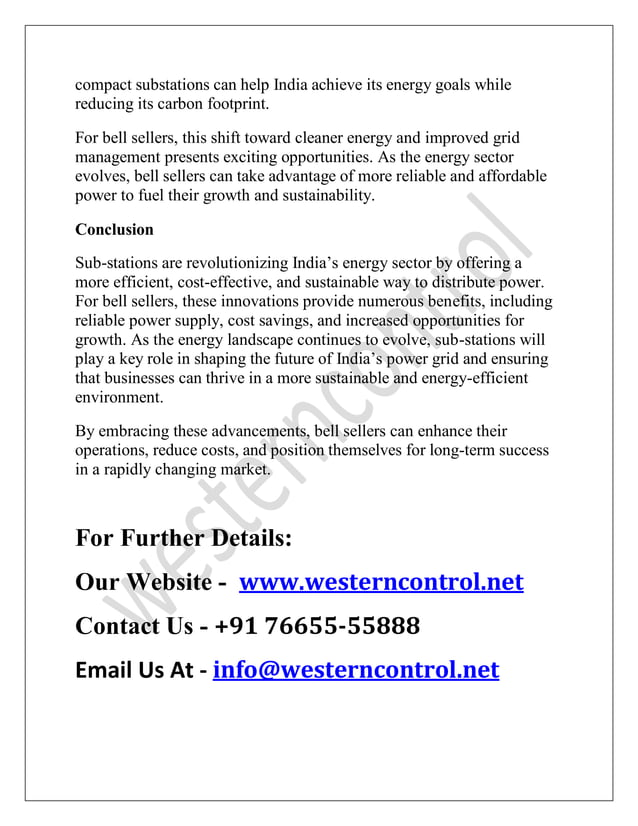 western control - smart substations solutions | PDF