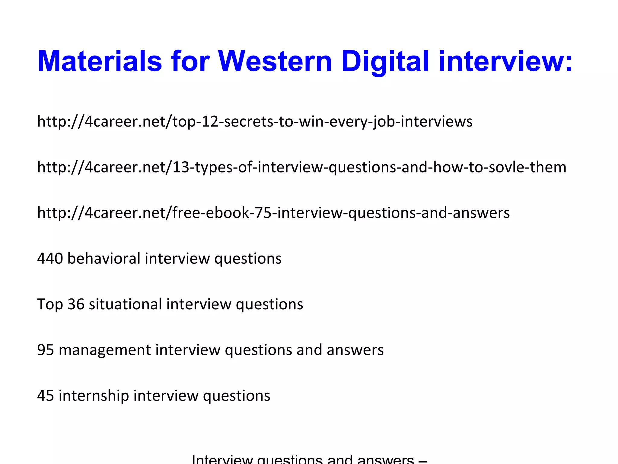 Western digital interview questions and answers | PPT