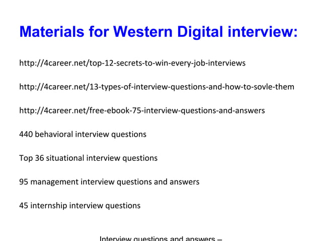 Western digital interview questions and answers | PPT