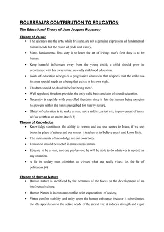 Western educationist “JEAN-JACQUES ROUSSEAU” | PDF