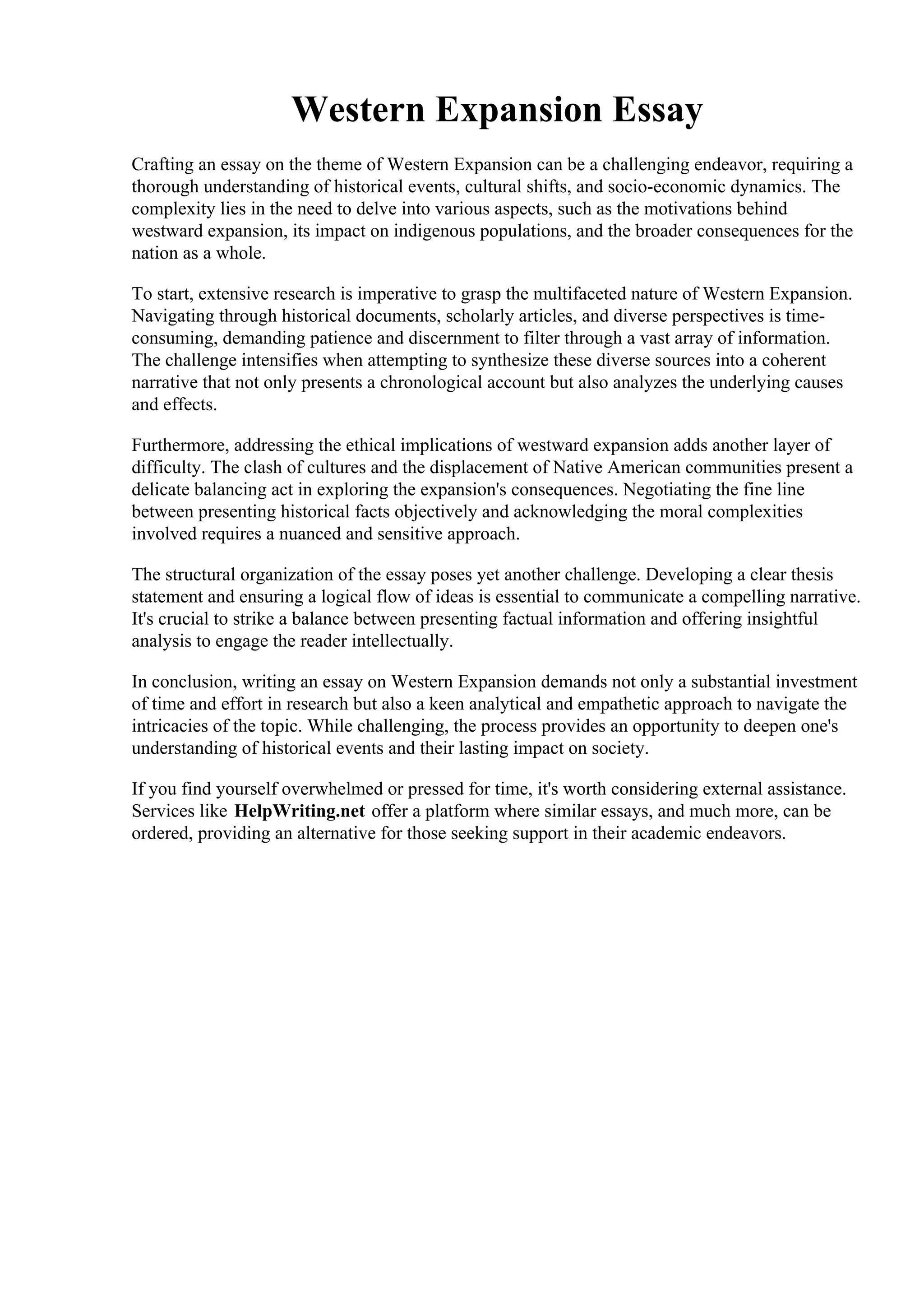 Western Expansion Essay | PDF