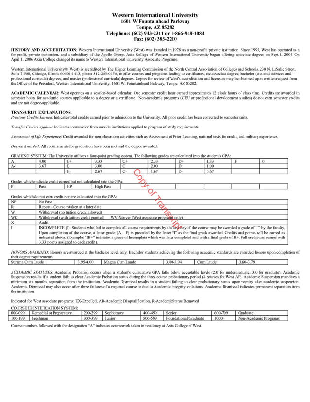 Western International University Transcript of Deepak (Danny) Singh ...