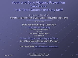 City of Long Beach Youth and Gang Violence Prevention Task Force | PDF