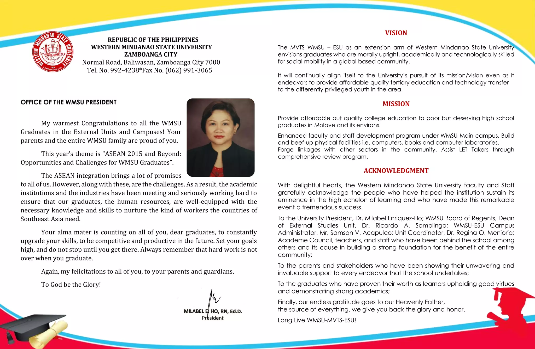 Western Mindanao State University Graduation Programme 2015 | PDF