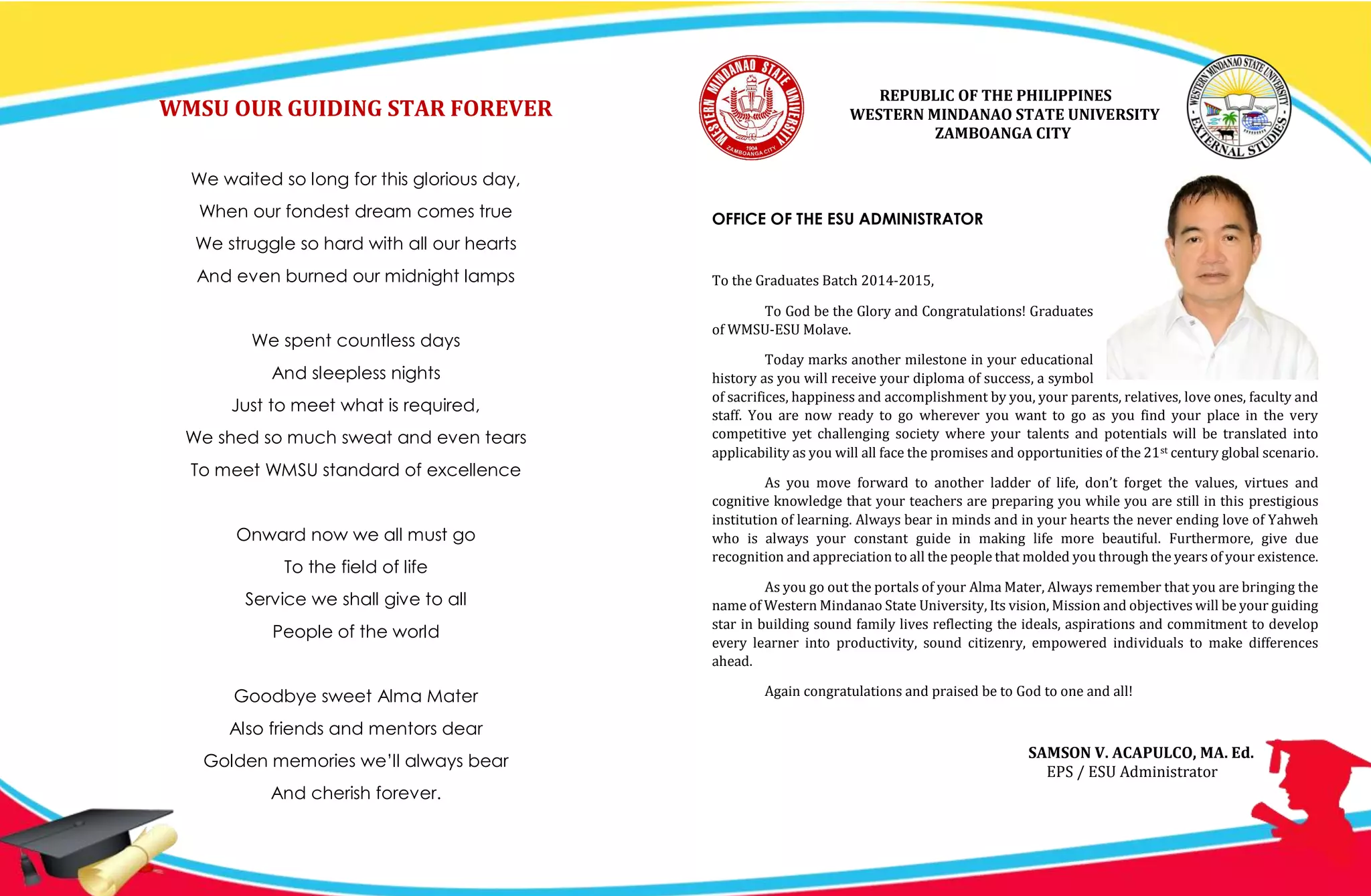 Western Mindanao State University Graduation Programme 2015 | PDF