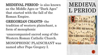 WESTERN MUSIC. MAPEH 9(MEDIEVAL AND RENNAISANCE MUSIC) pptx | PPT