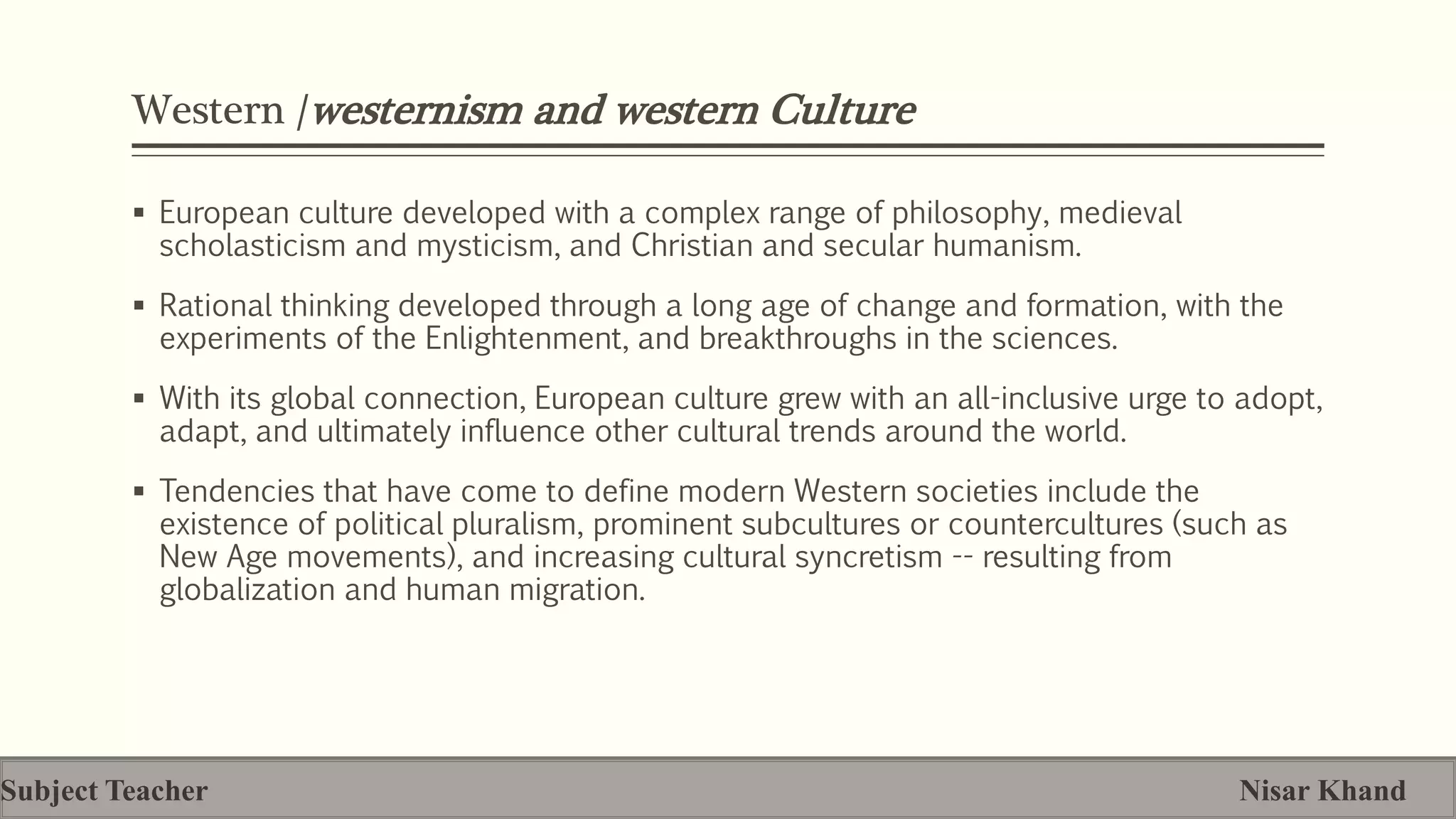 Western non western Settlement, Culture and Countries | PPT