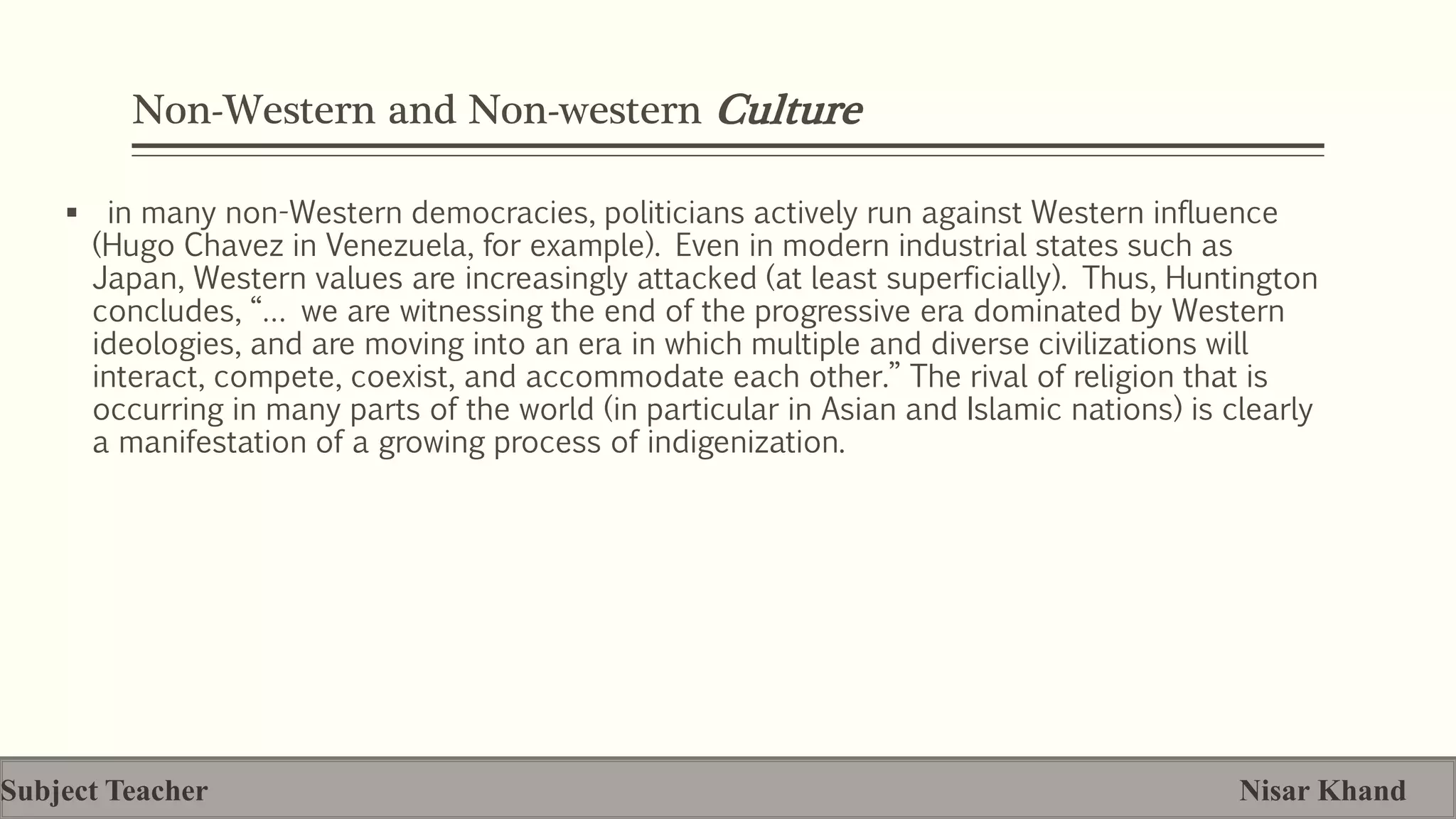 Western non western Settlement, Culture and Countries | PPT