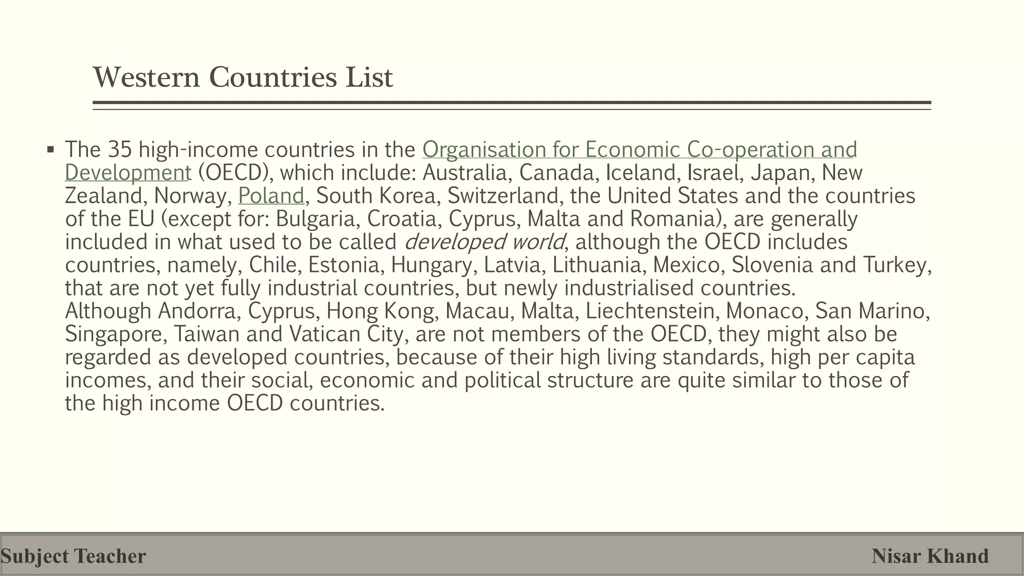 Western non western Settlement, Culture and Countries | PPT