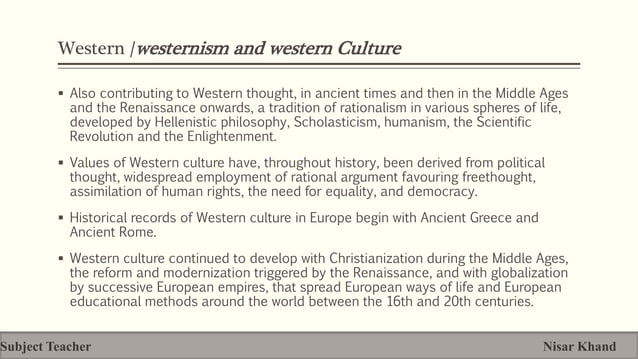 Western non western Settlement, Culture and Countries | PPT