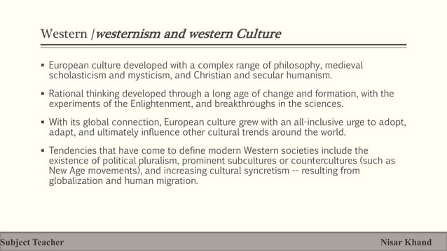 Western non western Settlement, Culture and Countries | PPT