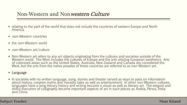 Western non western Settlement, Culture and Countries | PPT