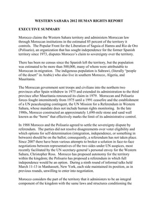 Western sahara 2012 human rights report | PDF | Political Issues ...