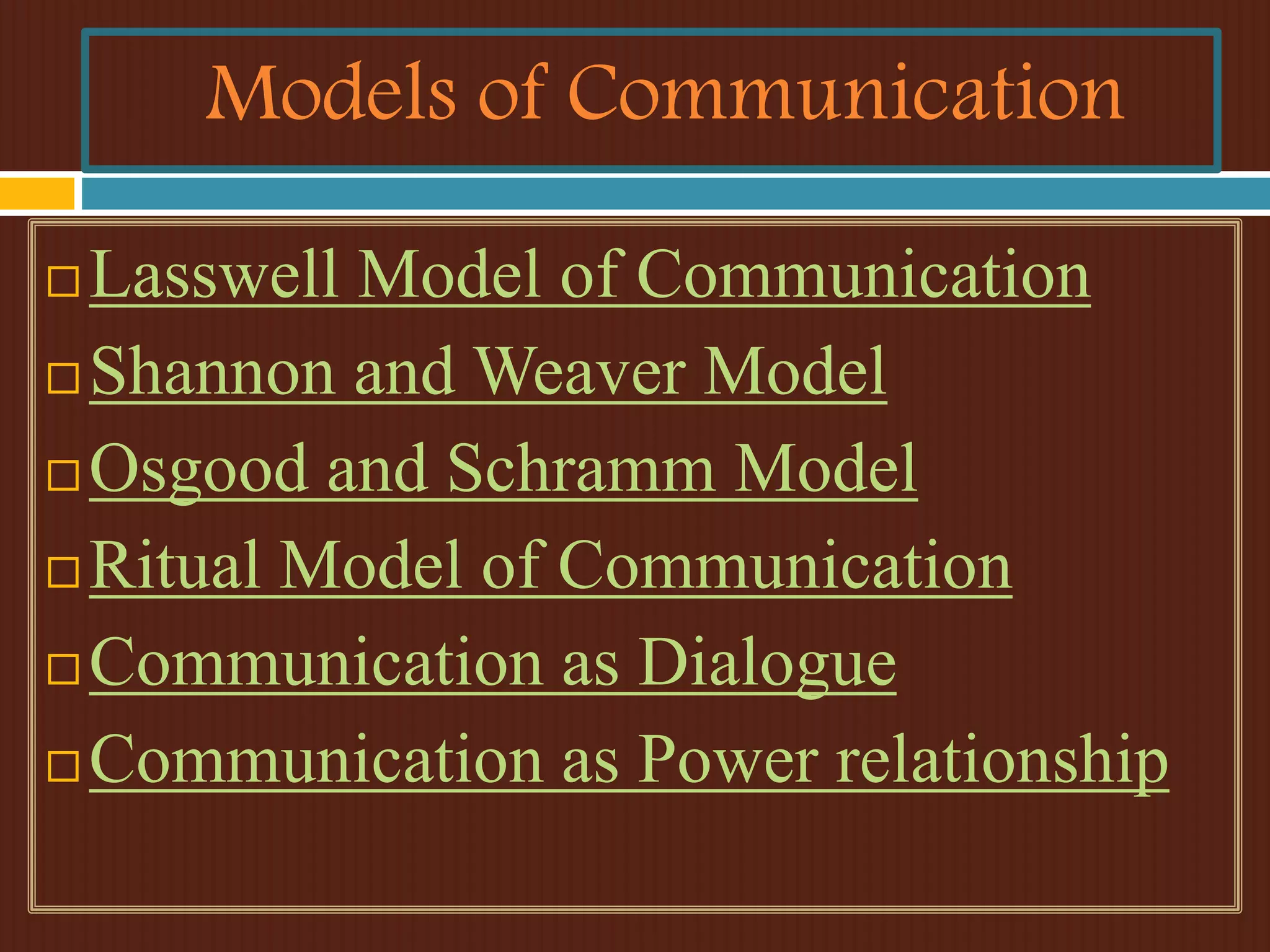 Western theories of Communication | PPTX